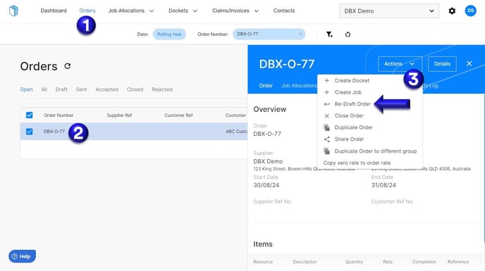 How to Delete a Sent Order - Web View